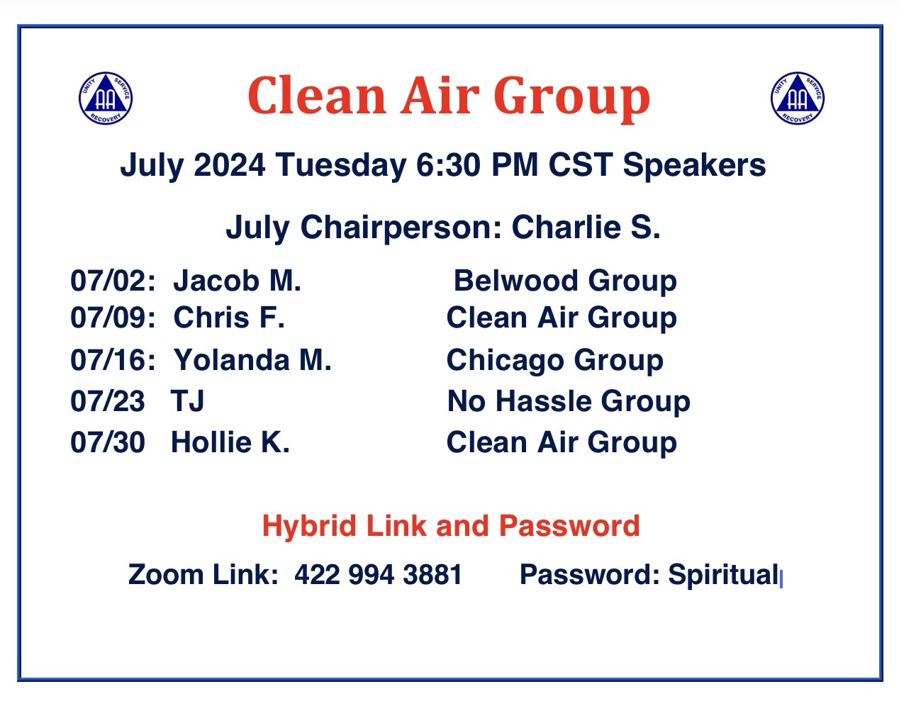 AA Events – Clean Air Group Dallas AA